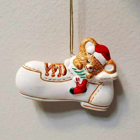 Russ | Holiday | Vintage Russ Christmas Ornament Mouse In Shoe Sleeping ...